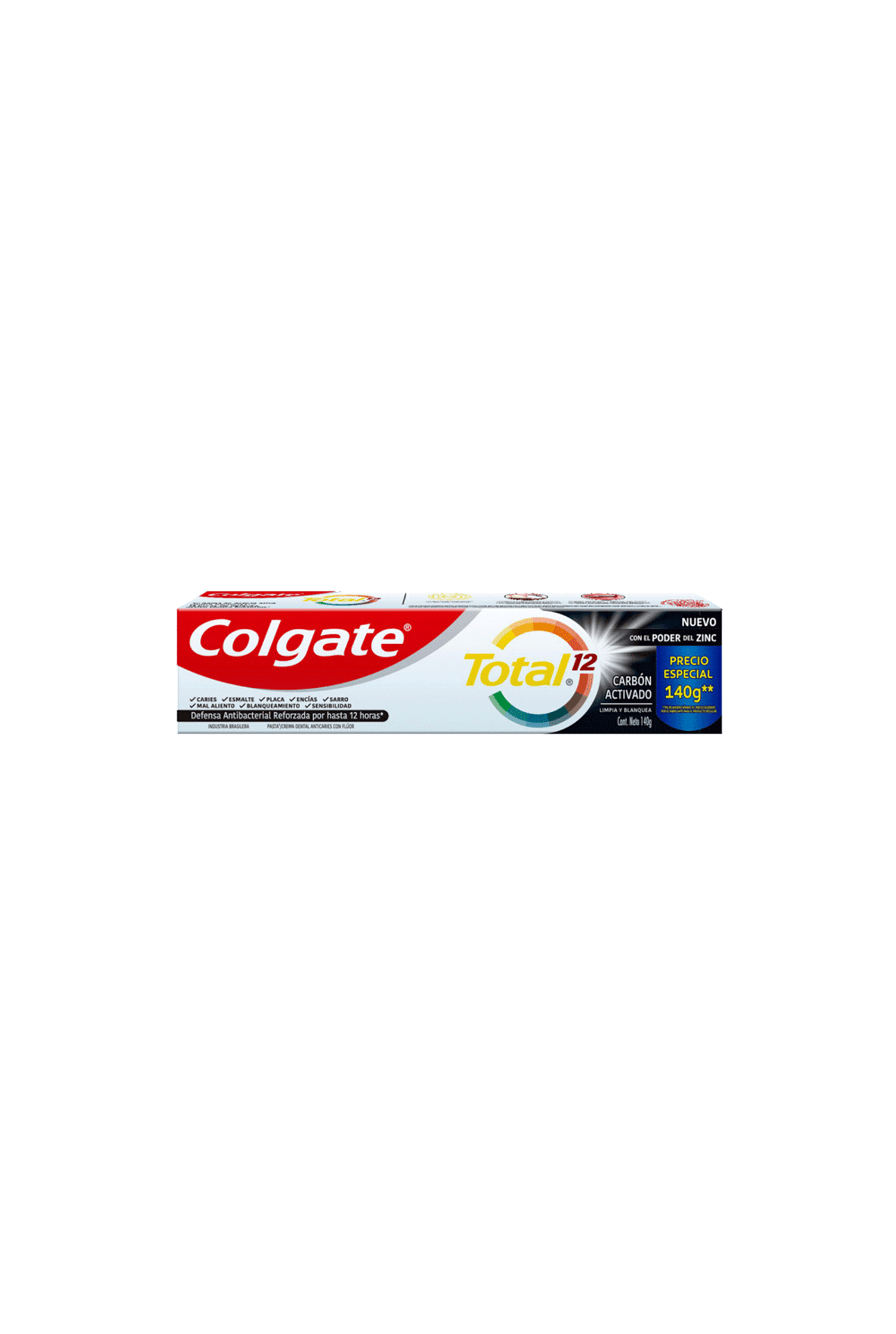 Crema Dental Colgate Total 12 Carbón Activado x 140 gr - farmaciasdelpueblo
