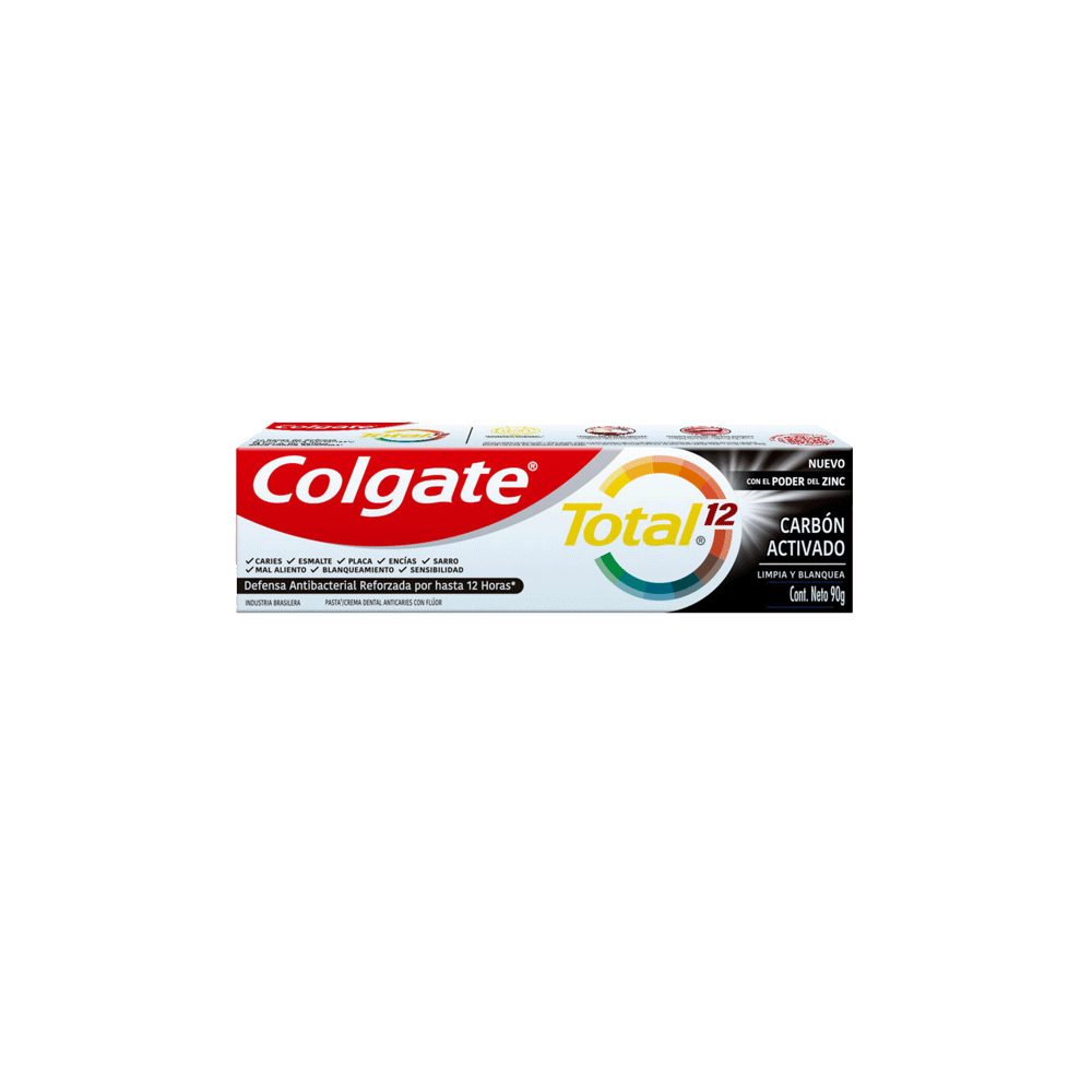 Crema Dental Colgate Total 12 Carbón Activado x 90 gr - farmaciasdelpueblo