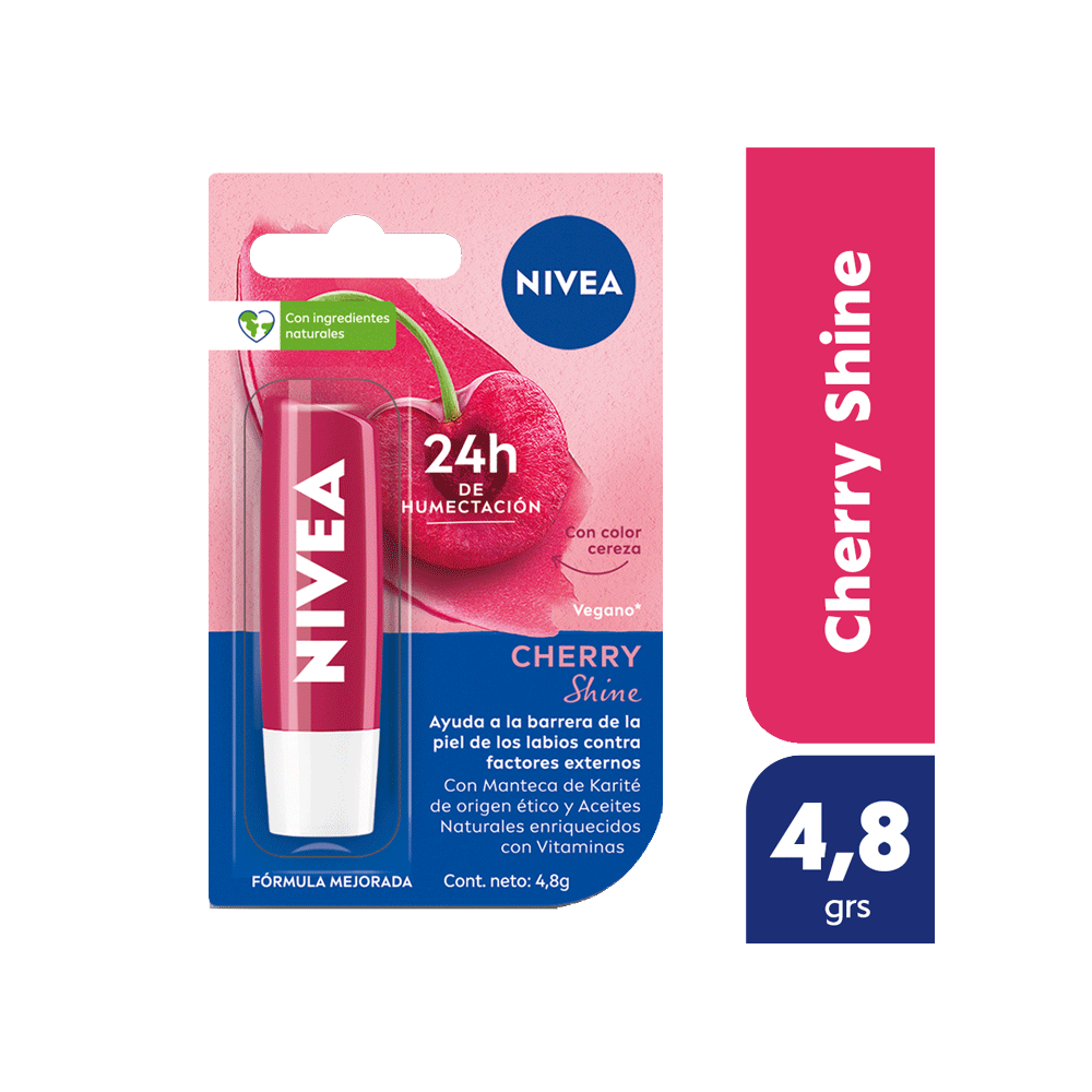 Protector Labial Humectante Nivea Cherry Shine x 4,8 grs ...