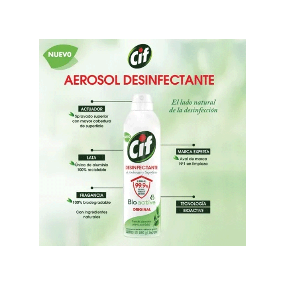 Desinfectante En Aerosol Cif Original x 360 ml - farmaciasdelpueblo
