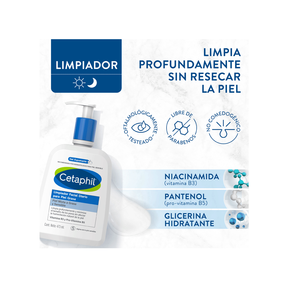 Limpiador Facial Cetaphil Diario para piel grasa x 473 ml ...
