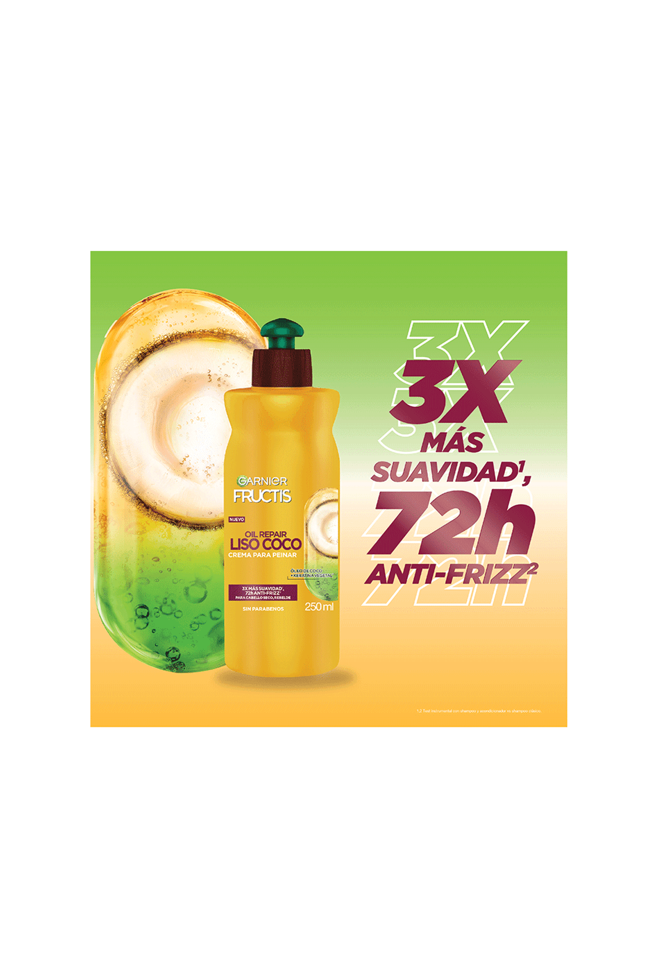 Crema Para Peinar Fructis Garnier Liso Coco x 250ml - farmaciasdelpueblo