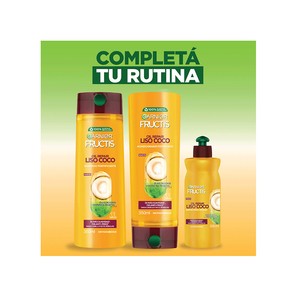 Crema Para Peinar Fructis Garnier Liso Coco x 250ml - farmaciasdelpueblo