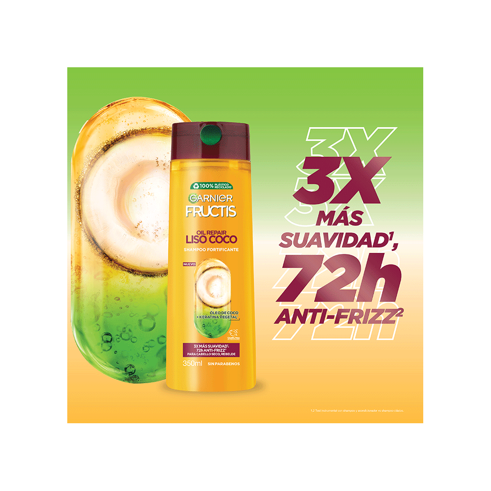Shampoo Fructis Garnier Liso Coco x 350 ml - farmaciasdelpueblo