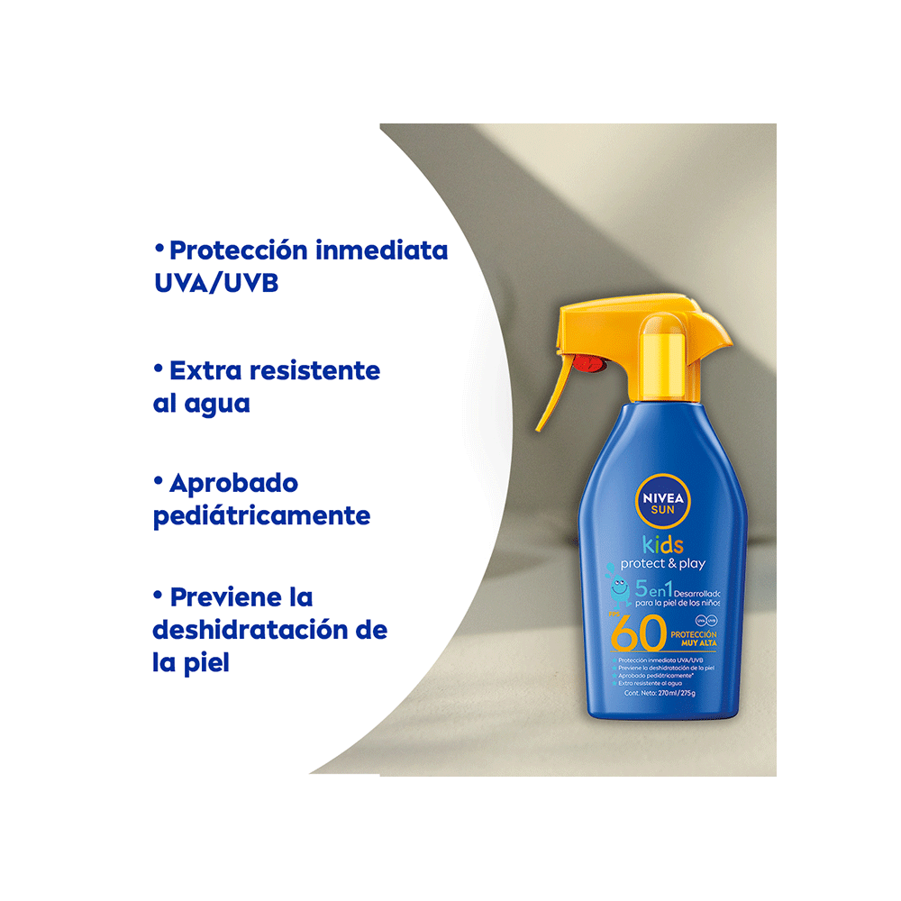 Protector Solar Nivea Protect & Play 5 en 1 Kids Trigger Spray FPS 60 x ...