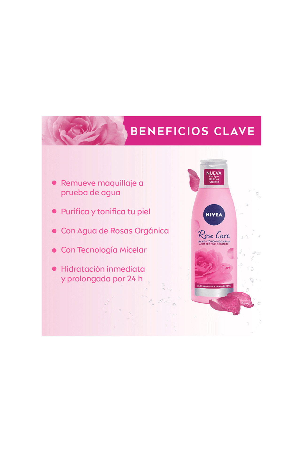 Leche y Tónico Micelar 2 en 1 Nivea Rose Care x 200 ml - farmaciasdelpueblo