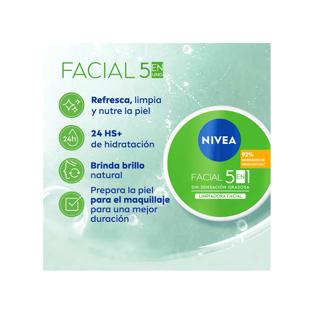 Crema Facial 5 en 1 Nivea Cuidado Limpiadora x 100 ml - farmaciasdelpueblo