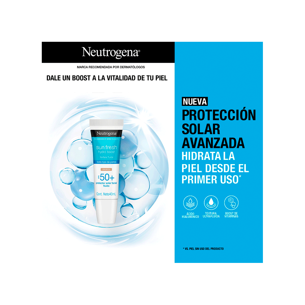 Protector Solar Facial Neutrogena Hydro Boost FPS50 Tono Claro x 40 ml ...